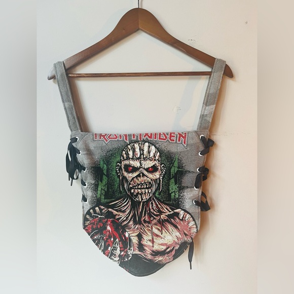 Tops | One Of A Kind Handmade Iron Maiden Side Tie Corset | Poshmark
